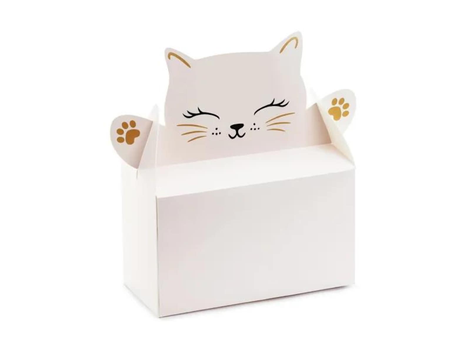 6 Cat-shaped Cake Boxes, Favour Boxes for Girls, Cat Themed Boxes, 19.5 ...