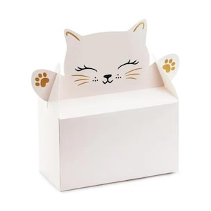 6 Cat-shaped Cake Boxes, Favour Boxes for Girls, Cat Themed Boxes, 19.5 ...