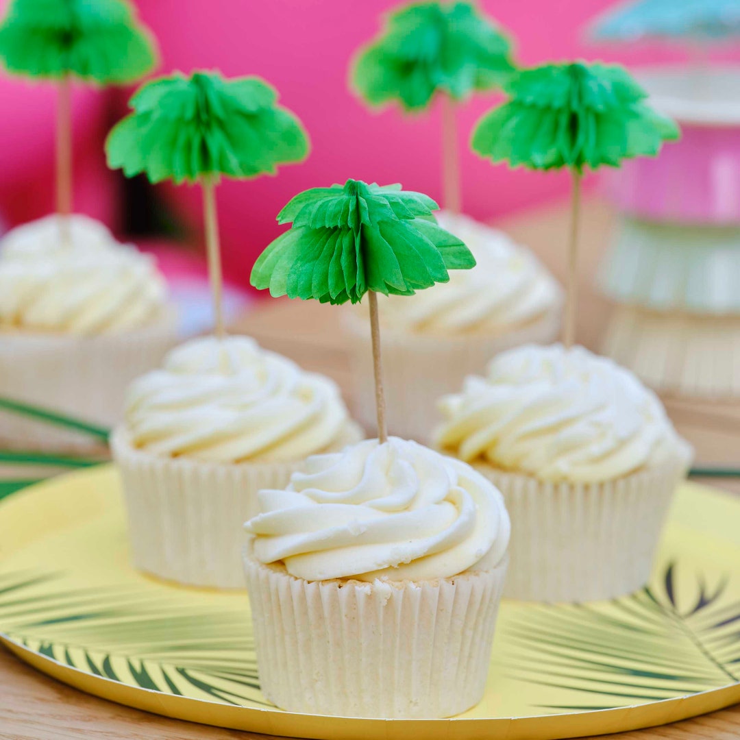 Hawaiian Honeycomb Palm Trees Cupcake Toppers, Cake Decorations, Food ...