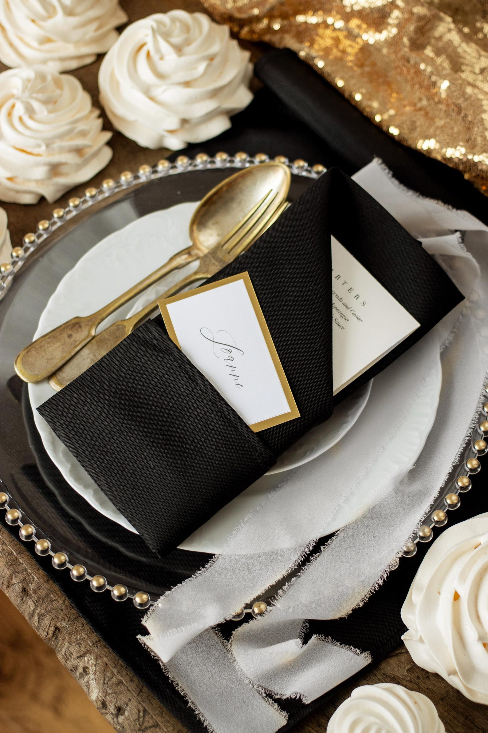 Black Fabric Napkins, 35cmx35cm (14inx14in), Black Napkins, Reusable ...