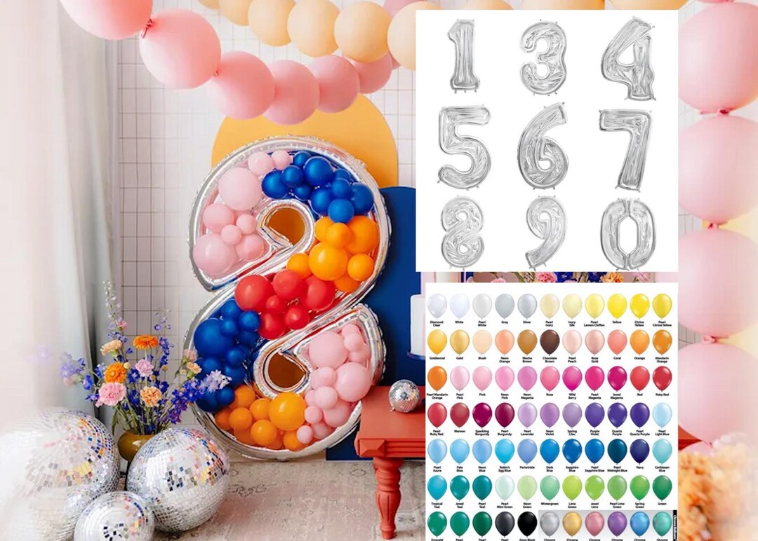 Giant Balloon Frame With Mini Balloons, Any Number, 126cm/50in Tall ...