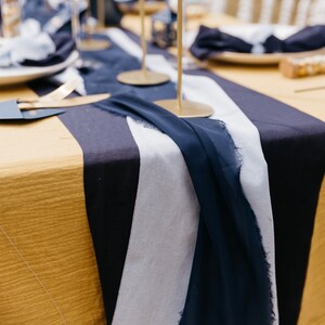 Sale: 48cm Wide Midnight Blue Muslin Table Runner, 5m Long, Blue Navy ...