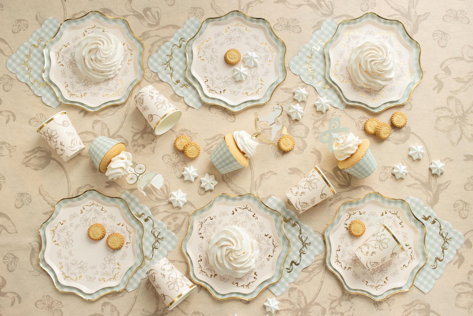 Stunning Disposable Floral Table Cover, 180x120cm, Cream Vintage Table ...