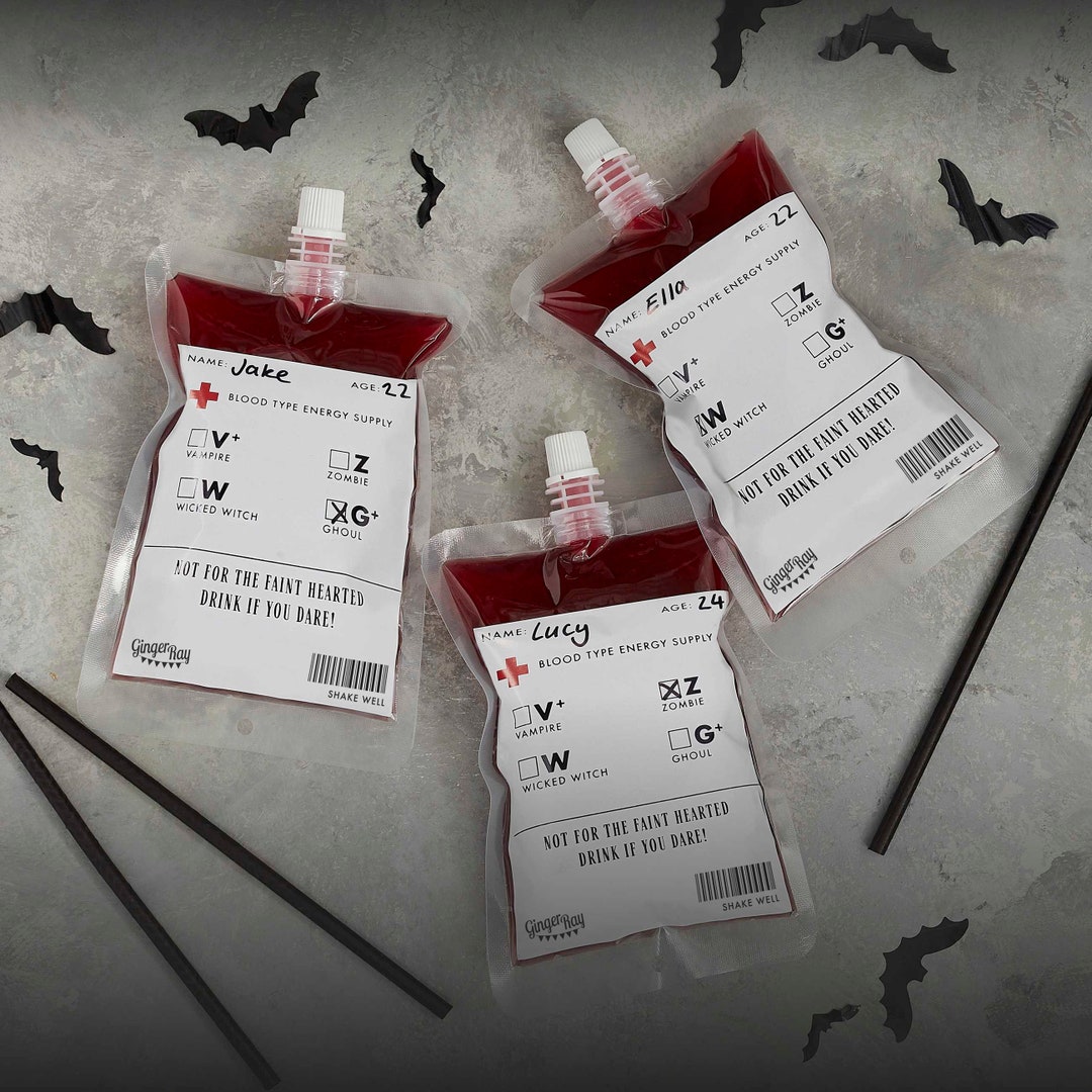 Halloween Blood Bag Drinks Pouches With Straws, Halloween Blood Pouches ...