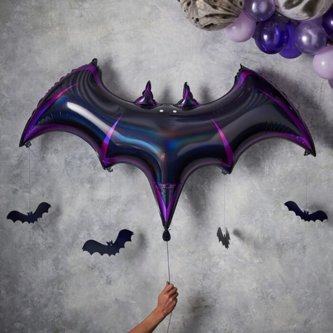 Giant Halloween Bat Balloon, Black and Purple Bat Balloon, Hanging Bat ...