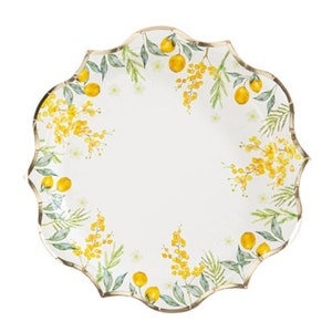 8 Botanical Lemon Paper Plates, Botanical Summer Tableware, Spring ...
