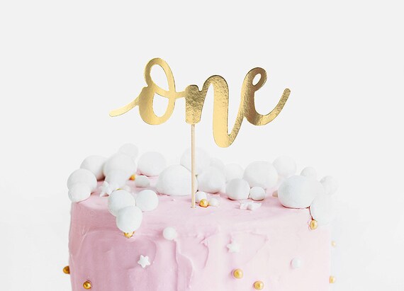 Gold 'one' Cake Topper First Birthday Cake Topper | Etsy UK