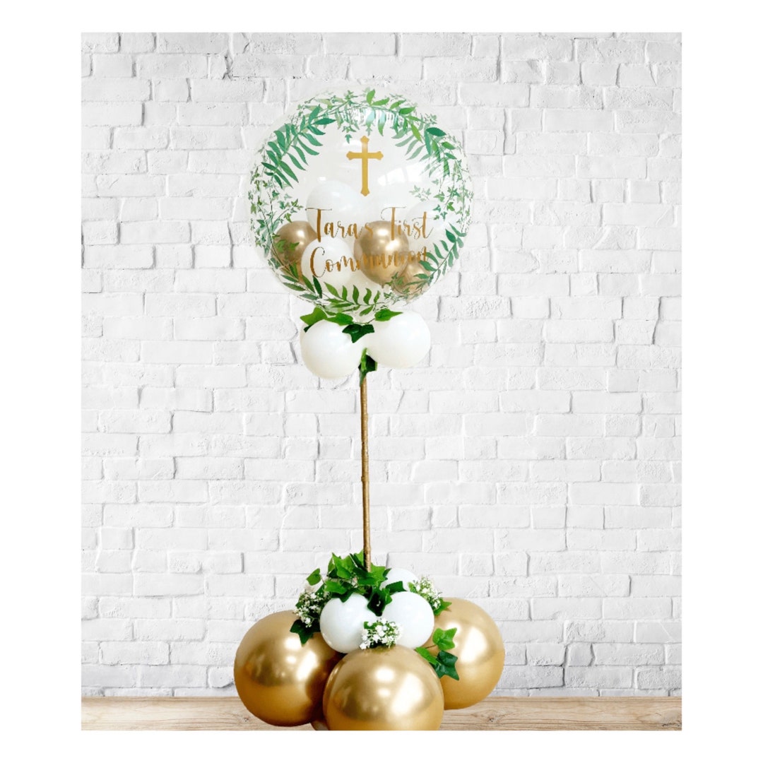 DIY Personalised Communion/christening Balloon Stand, Communion Balloon ...