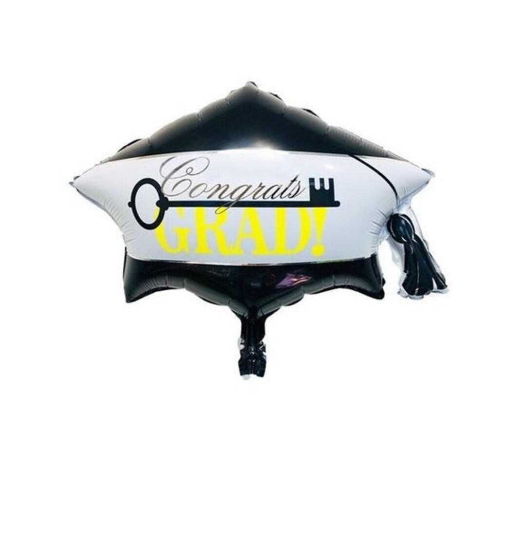 Graduation Hat Balloon in Black and White, Grad Hat Balloon, Graduation ...