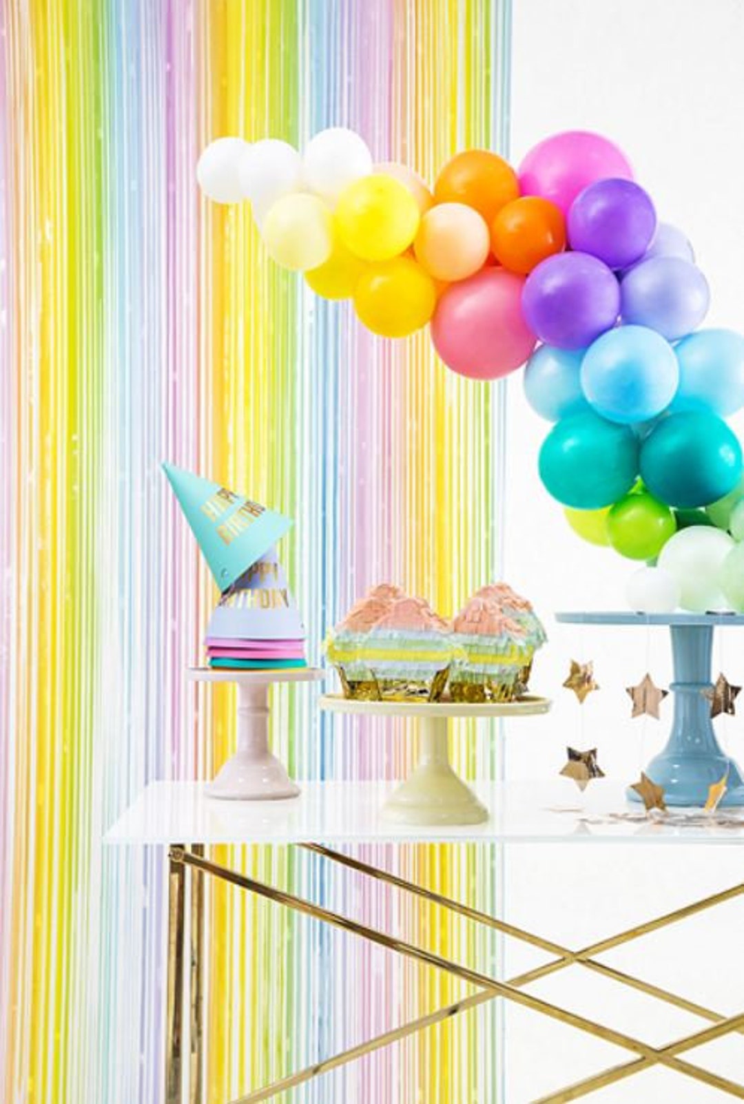 Rainbow Party Curtain, Rainbow Party Backdrop, Rainbow Party, Birthday ...
