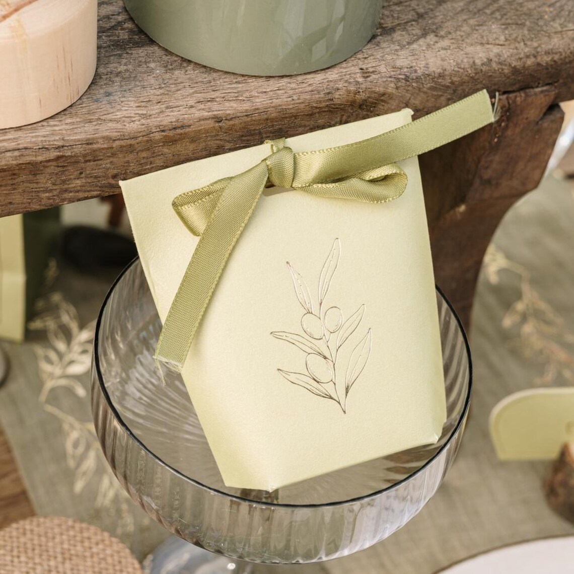 10 Mediterranean Gift Bags With Satin Ribbon, Sage Green Gift Bags ...