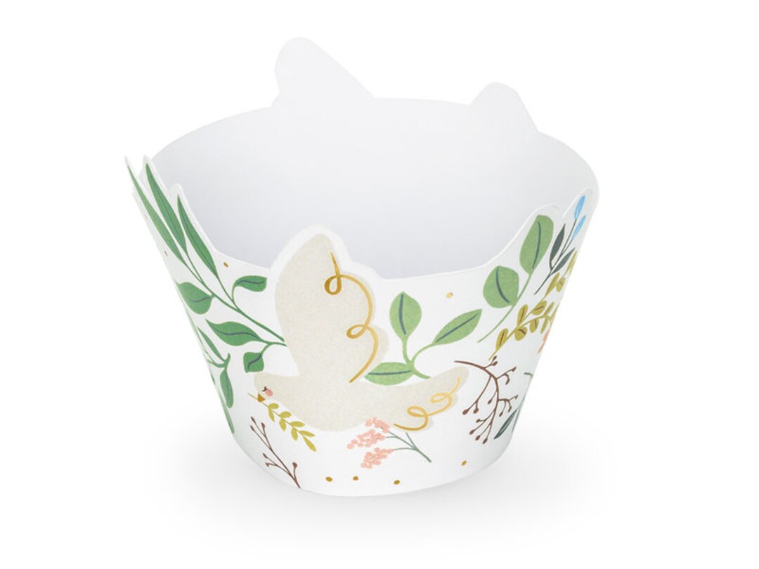 6 Dove Cupcake Wrapper, Communion Cupcake Wrappers, Christening Cupcake ...