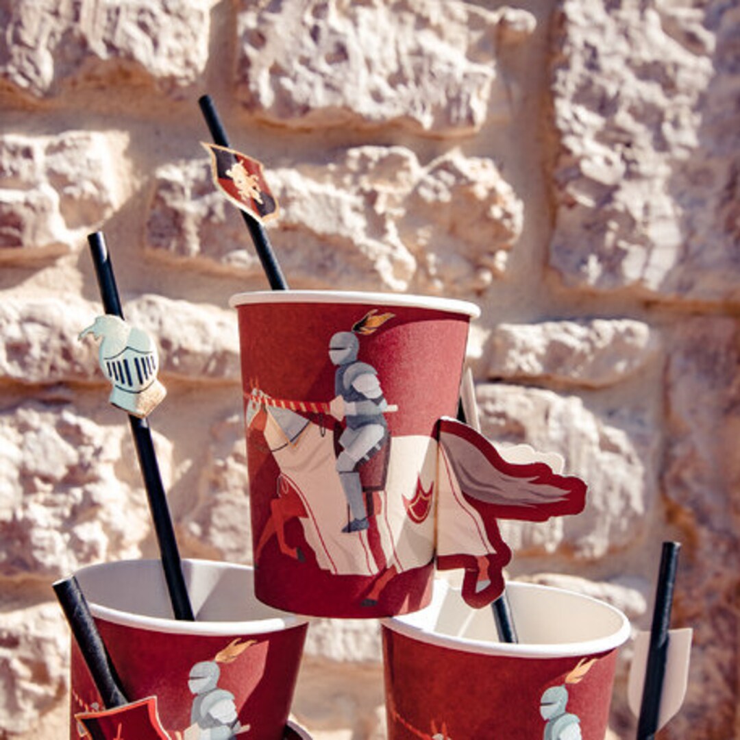 Vintage Knights Paper Cups, Set of 8, Medieval Cups With Pop up Knight ...