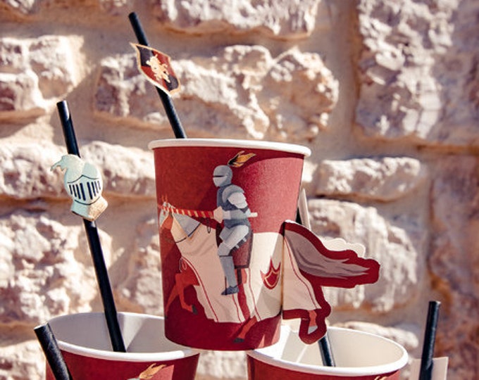 Vintage Knights Paper Cups, Set of 8, Medieval Cups With Pop up Knight ...