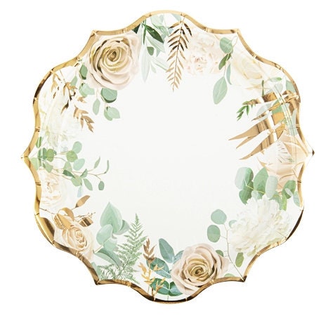 Vintage Rose Paper Plates Floral Paper Plates Rose Gold - Etsy