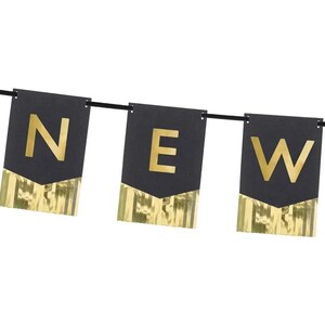 Gold Fringe Happy New Year Banner, Gold Fringe Bunting, New Year's ...