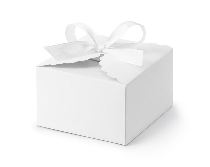 White Favour Boxes With Ribbon Set of 10 White Thank You - Etsy UK