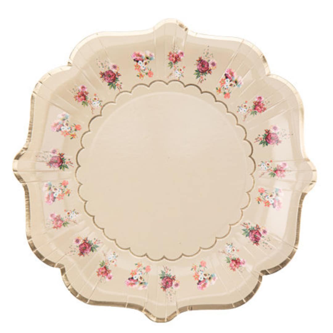 8 Liberty Vintage Floral Paper Plates, 23cm, Vintage Paper Plates, Tea ...