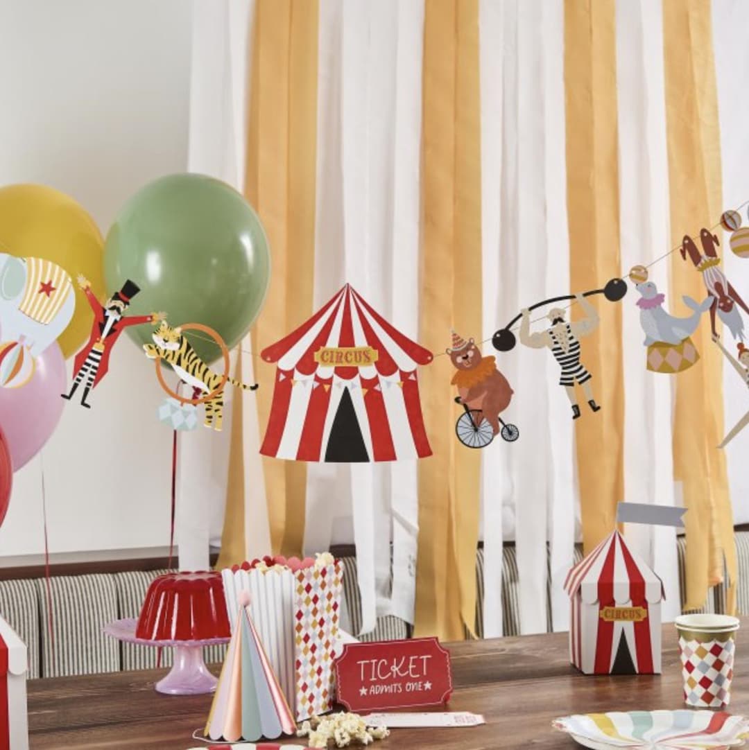 Circus Card Garland 3m Banner, Circus Birthday Banner, Circus Bunting ...