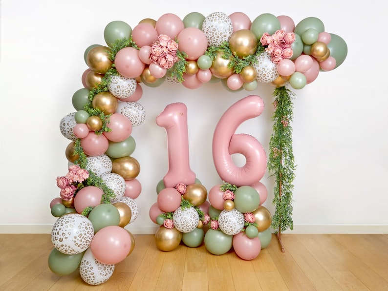 Dusky Pink and Sage Green Safari Balloon Arch Safari Balloon - Etsy