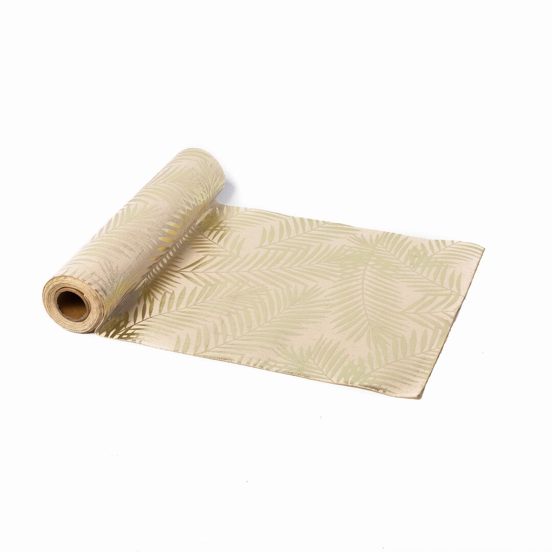 Extra Long Palm Leaves Table Runner, Table Runner With Gold Palm Leaves ...