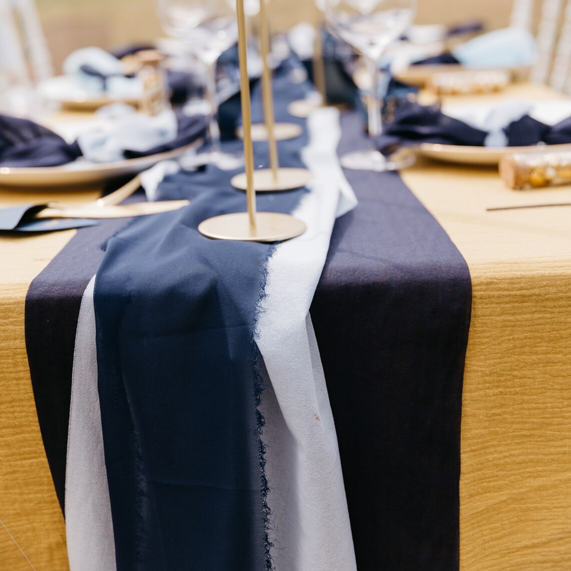 Sale: 48cm Wide Midnight Blue Muslin Table Runner, 5m Long, Blue Navy ...