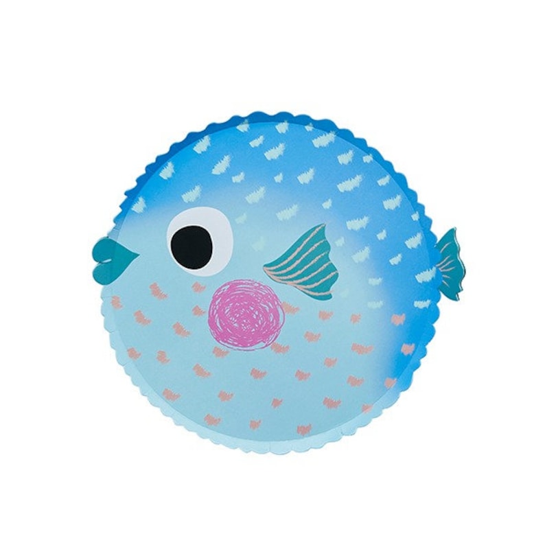 8 Blue Puffer Fish Paper Plate, Fish Tableware, Under the Sea Theme ...
