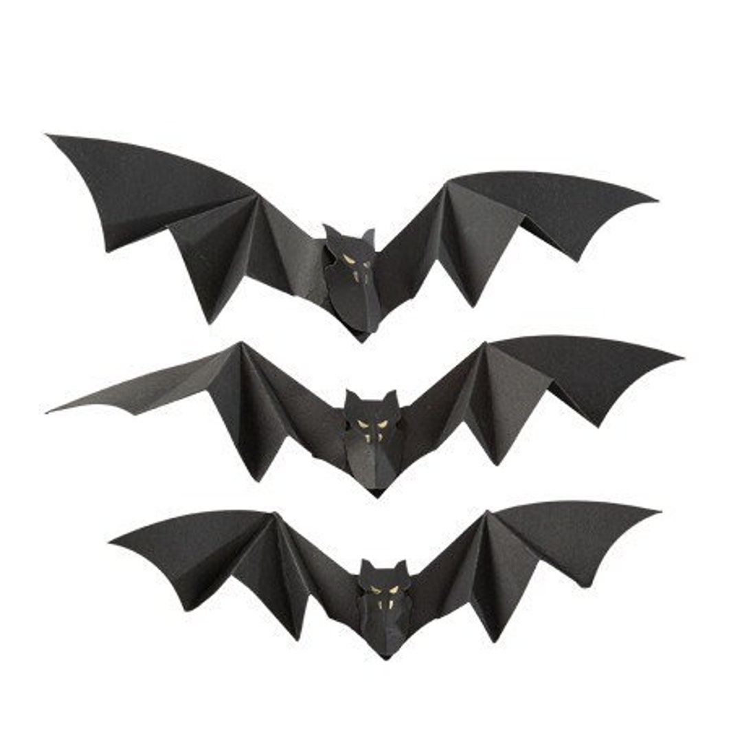 Spooky 3D Black Paper Bats, Halloween Wall Decorations, Black Bats ...