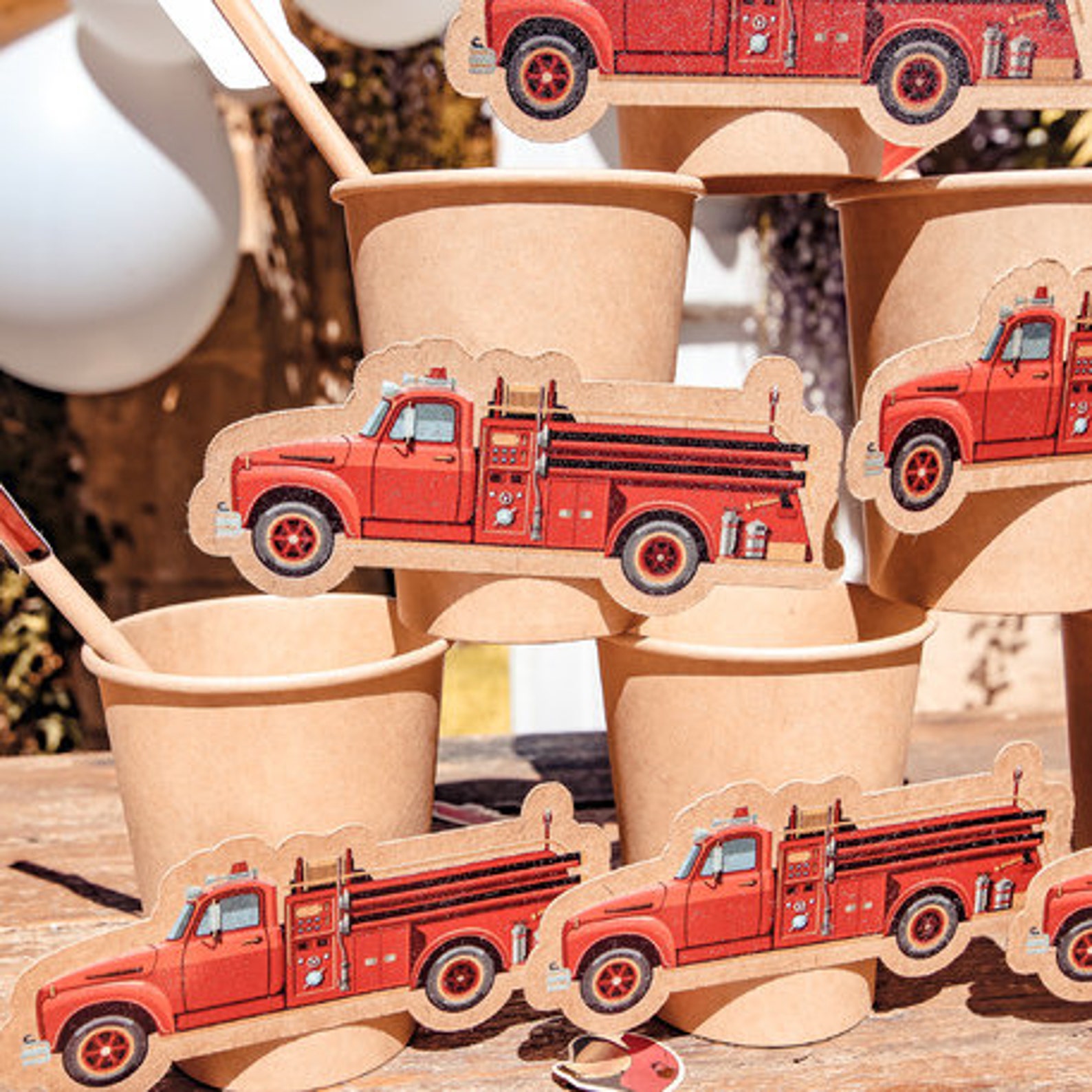 Vintage Fire Truck Kraft Napkins, Fire Engine Napkins, Fireman Napkins ...