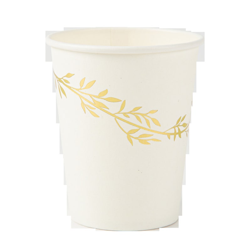 8 Elegant White and Gold Cups Paper Cups for Weddings Paper - Etsy
