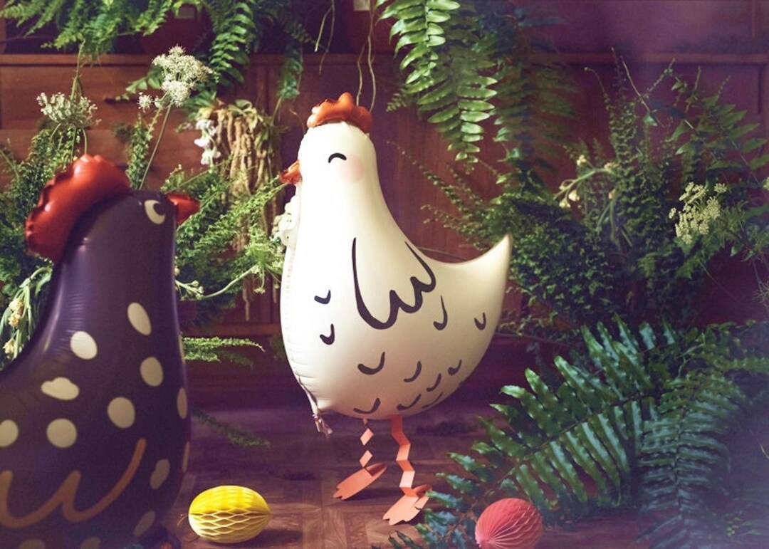Adorable White or Black Walking Chicken Balloon, Farm Kids Party ...