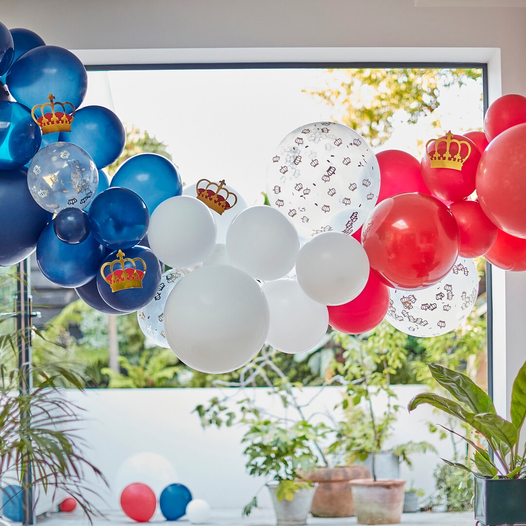 British Themed Balloon Arch, British Garden Party, Red White & Blue ...
