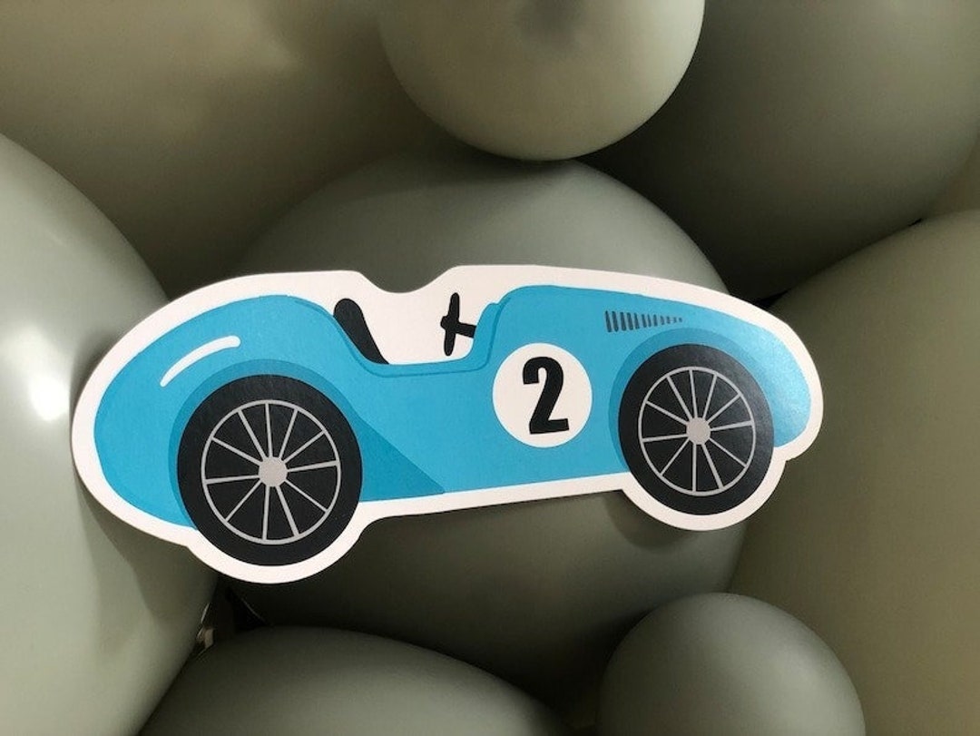 3 Race Car Blue Paper Cut Out, Boys Birthday Cut Outs, Race Car Paper ...