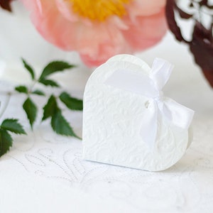White Heart Shaped Favour Boxes , Set of 10, Thank You Boxes, White ...