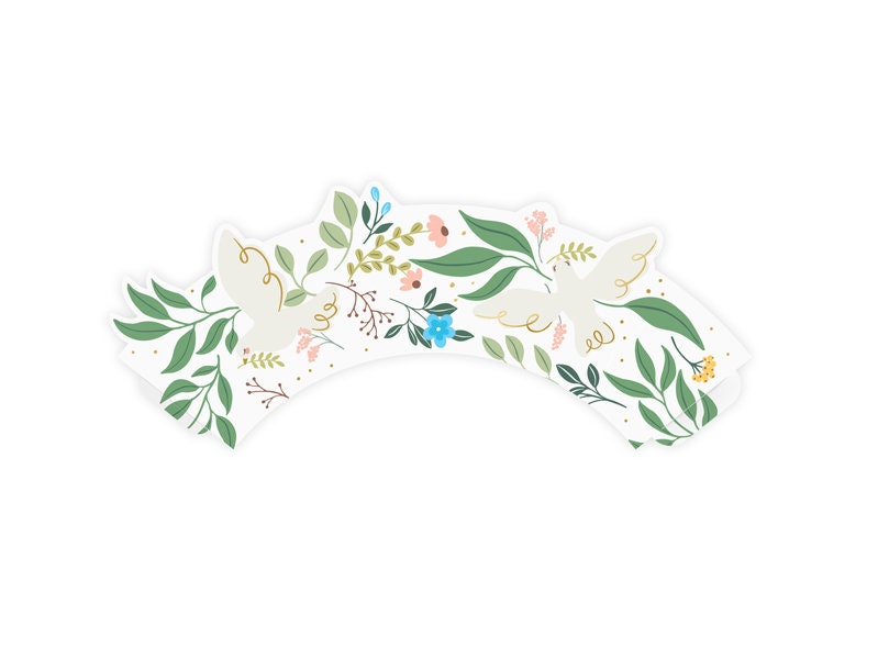 6 Dove Cupcake Wrapper, Communion Cupcake Wrappers, Christening Cupcake ...