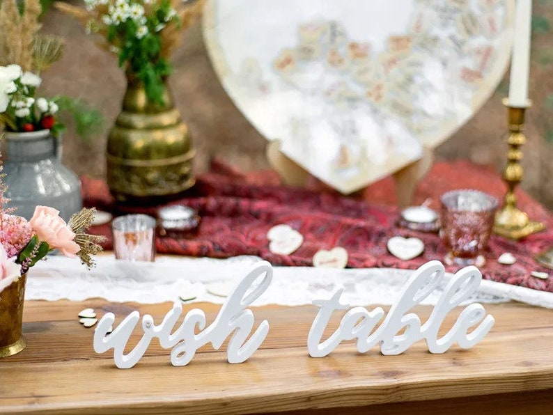 White Wooden Wish Table Sign, Wish Table Wedding Sign, Wooden Wish ...