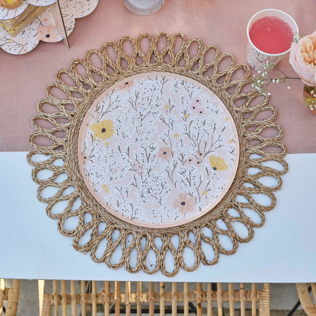 8 Pink Floral Paper Plates, Spring Garden Party, Floral Baby Shower ...