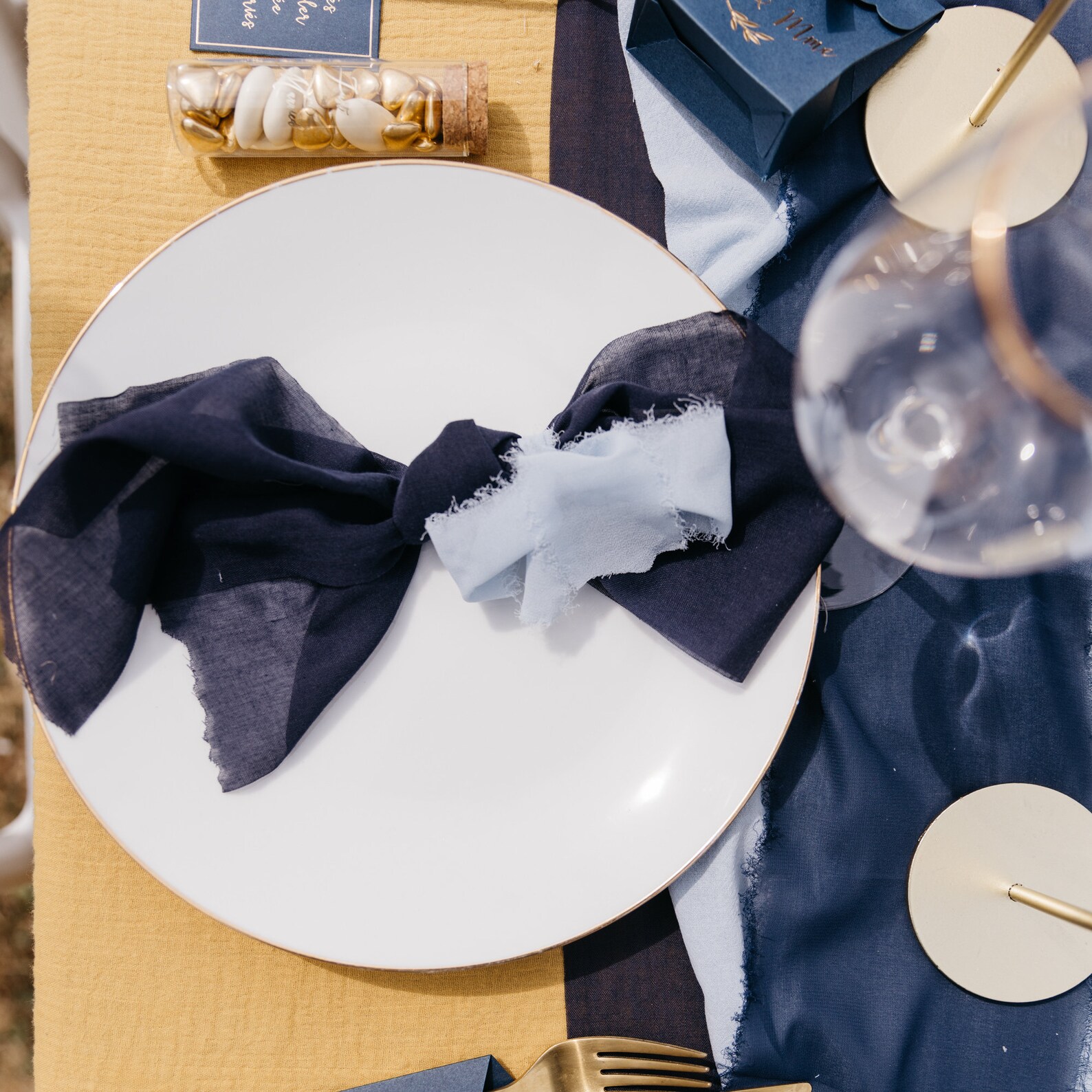 Sale: 48cm Wide Midnight Blue Muslin Table Runner, 5m Long, Blue Navy ...