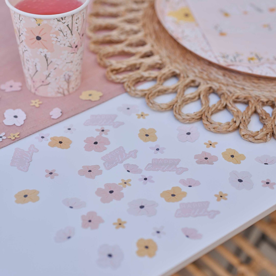 Floral Happy Birthday Confetti, Table Confetti, Table Scatter, Flower ...