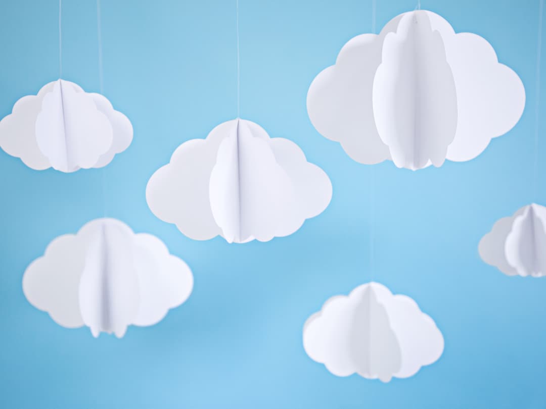 3 Hanging Clouds Decorations , 3D Mobile, Paper Clouds, Hanging Paper ...