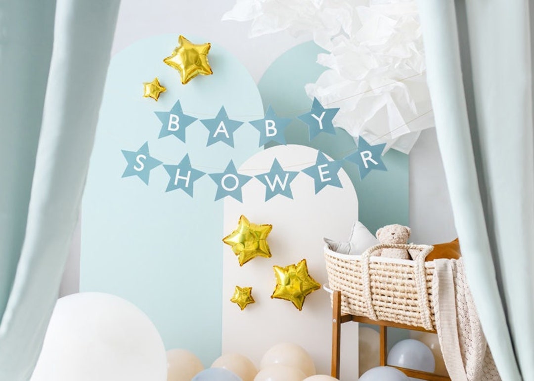 Pastel Blue Baby Shower Banner, Baby Shower Sign, Welcome Baby Boy ...