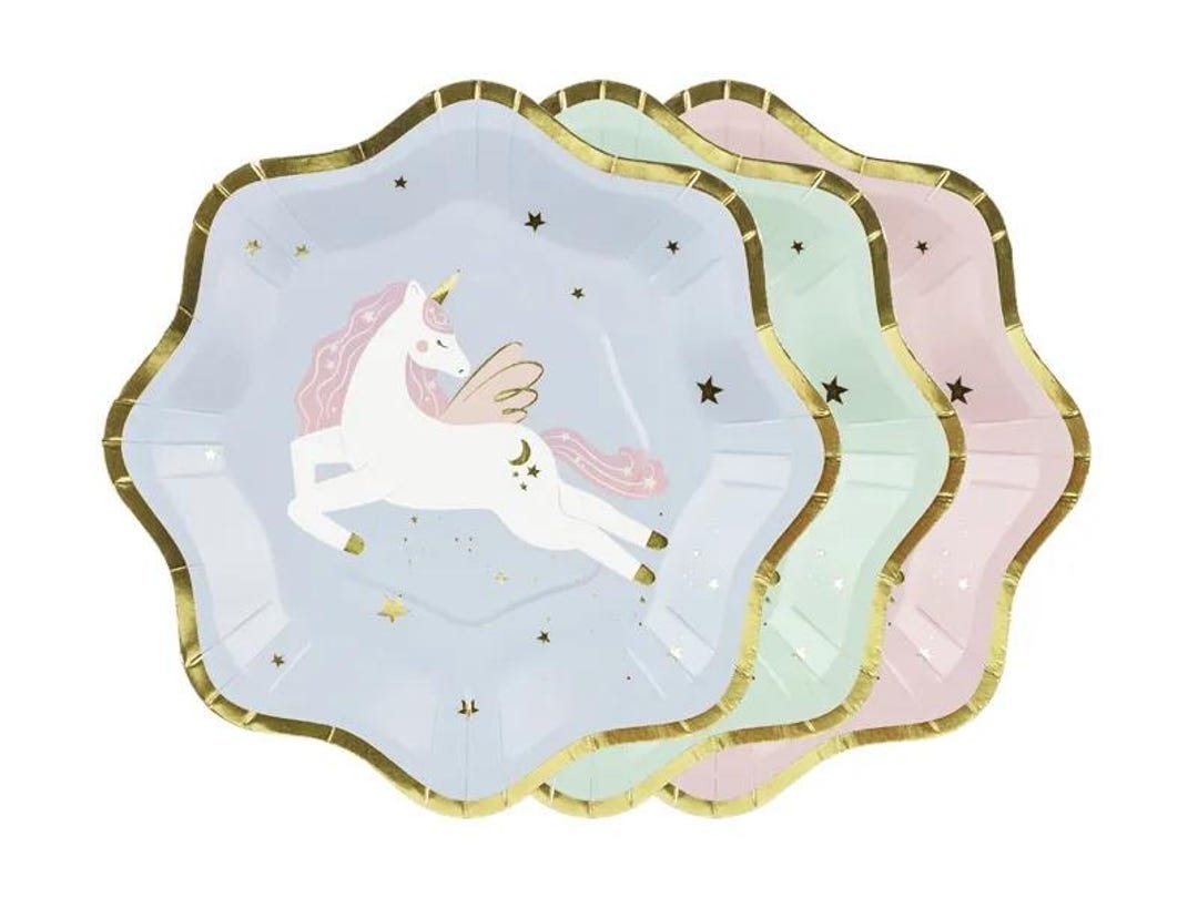 6 Unicorn Plates, Unicorn Paper Plates, Unicorn Party Decorations ...