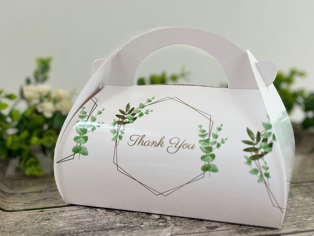 Set of 10 Modern Eucalyptus 'thank You' Boxes, Wedding Cake Boxes ...