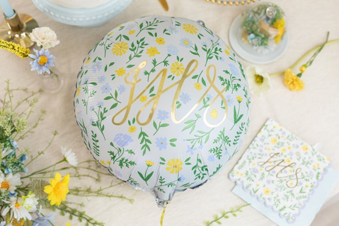 White and Blue Floral Holy Communion IHS Balloon, First Communion Foil ...
