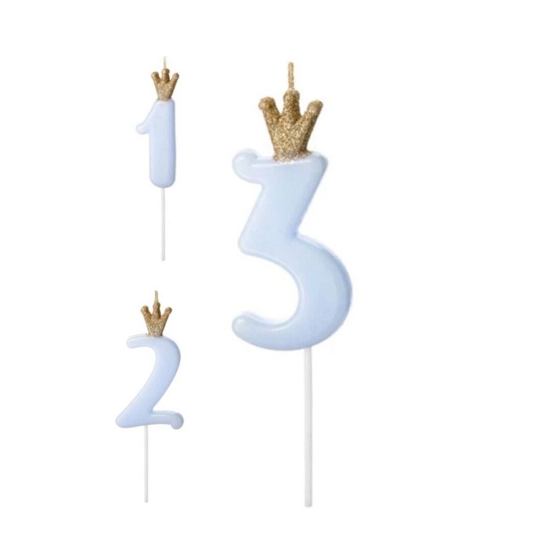 Baby Blue Number Birthday Candle, 9.5cm, Any Number, Blue Number ...