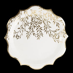 8 White and Gold Plates, White and Gold Wedding Plates, Elegant Wedding ...