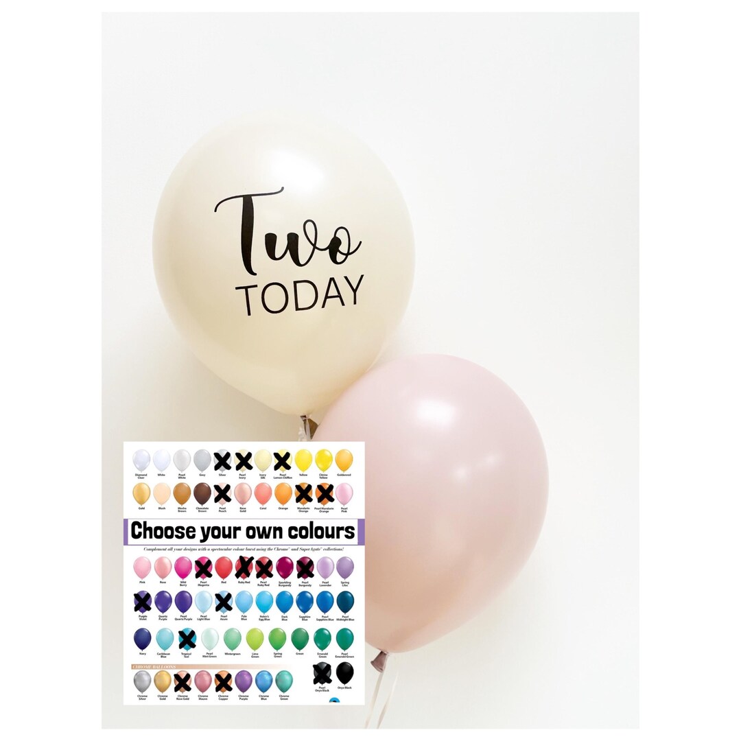 6 'two Today' Balloons, Choose Your Colour, 2nd Birthday Latex Balloons ...