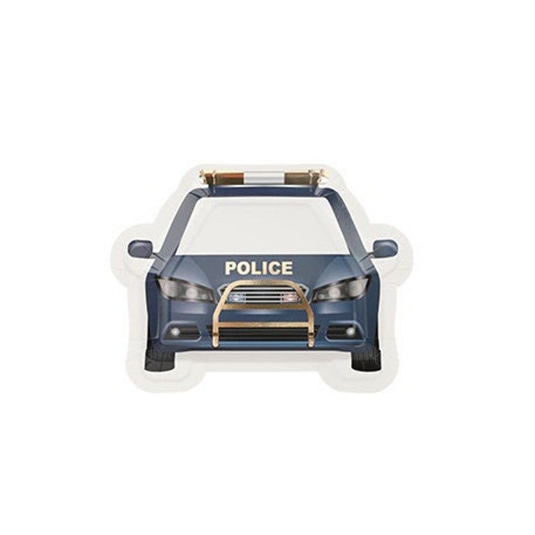 8 Police Car Paper Plates, Policeman Party Plates, Blue and Gold Police ...