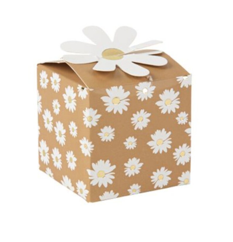 10 Daisy Gift Boxes, Daisy Favour Boxes, Floral Table Decor, Kraft Gift ...