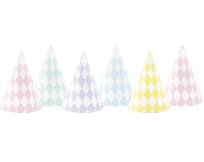 Gingham Party Hats 4 Pack Birthday Party Check Theme Party Accessories ...
